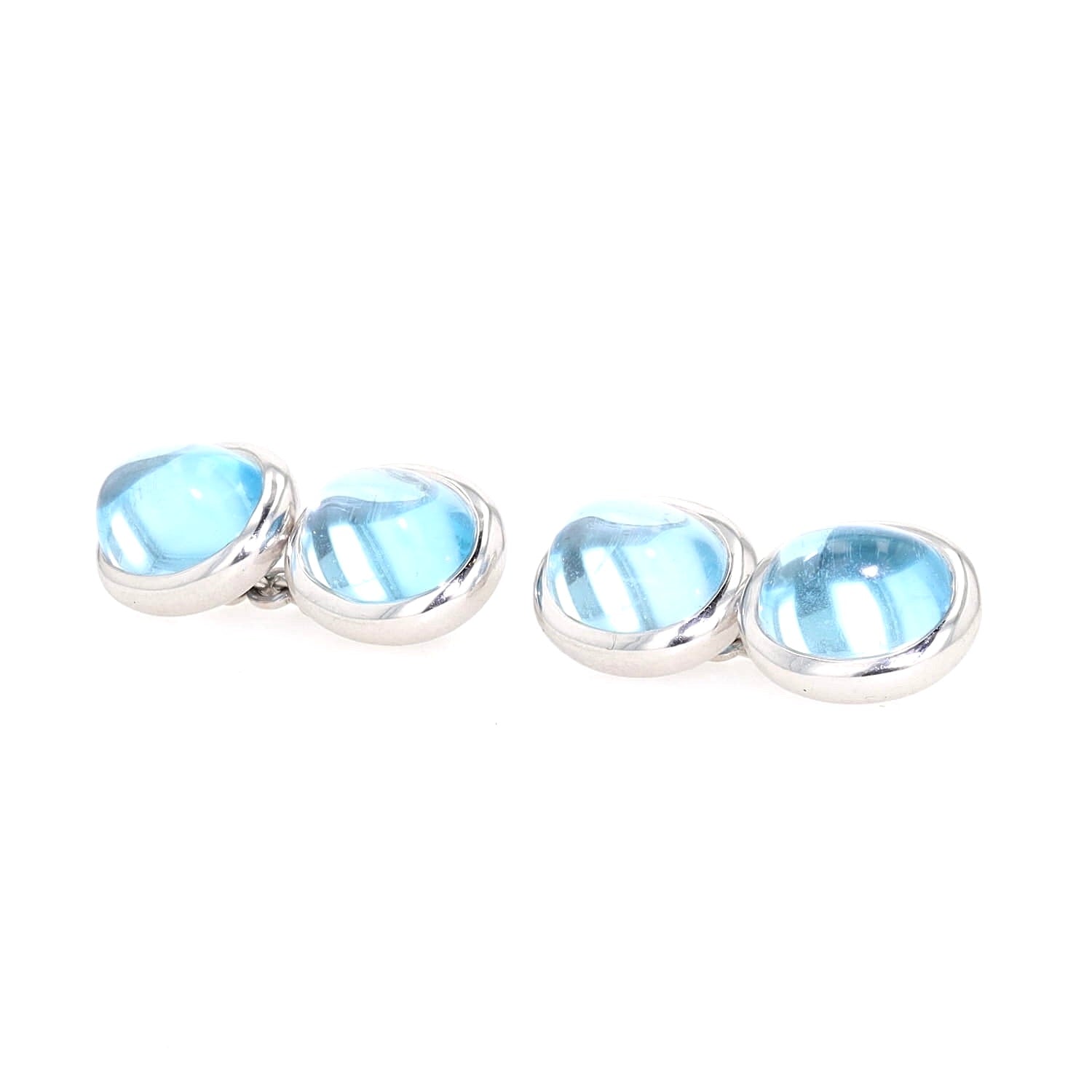 Personal note - Cufflinks in 750 white gold with blue top nuclear in ...